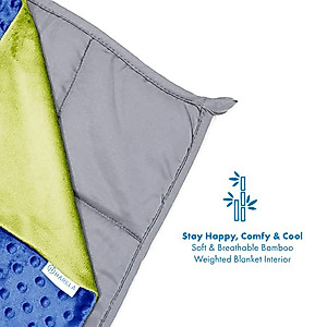 Harkla Kids Weighted Blanket - 15lb Bamboo Cooling Weighted Blanket for Kids - Washable Minky Cover and Glass Beads Filled Weighted Inner - Designed for Sensory Seekers Weighing 90lb to 150lb