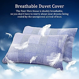 BedsPick Velvet Duvet Cover Set California King 3 Pieces, Navy Blue Soft Reversible Comforter Cover Sets, Plaid Striped Duvet Cover, 1 Duvet Cover 104x98 inches and 2 Pillow Sham