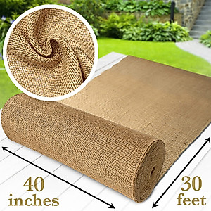 Burloptuous 40" x30 Feet Gardening Burlap Roll - Multipurpose Natural Burlap Fabric, High Density Jute Fiber Material for Decorations, Center Pieces for Home, Rustic Party Décor