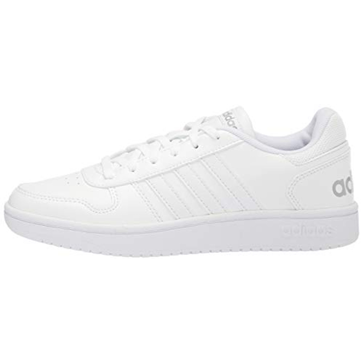 adidas womens Hoops 2.0 Sneaker, White/White/Grey, 11 US