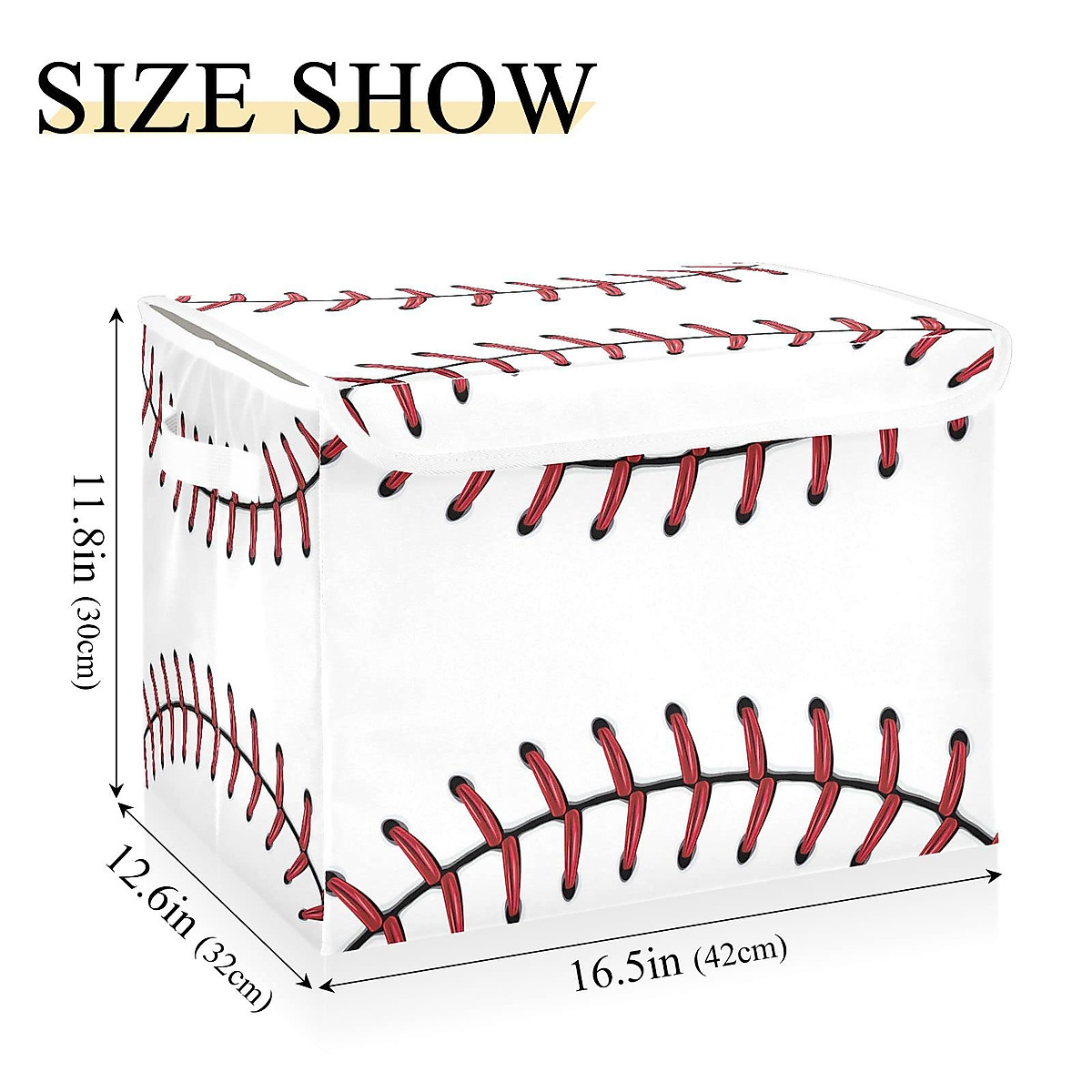 RunningBear Softball Baseball Lace Large Storage Bins with Lid Collapsible Storage Bin Box Shelves Cube Storage Decorative Storage Boxes for Living Room Office