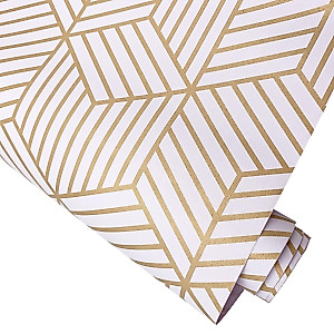 Yifely Golden Stripes Drawer Liner Self-Adhesive Shelf Covering Paper Waterproof Protect Furniture Countertop Surface 17.7 Inch by 9.8 Fee