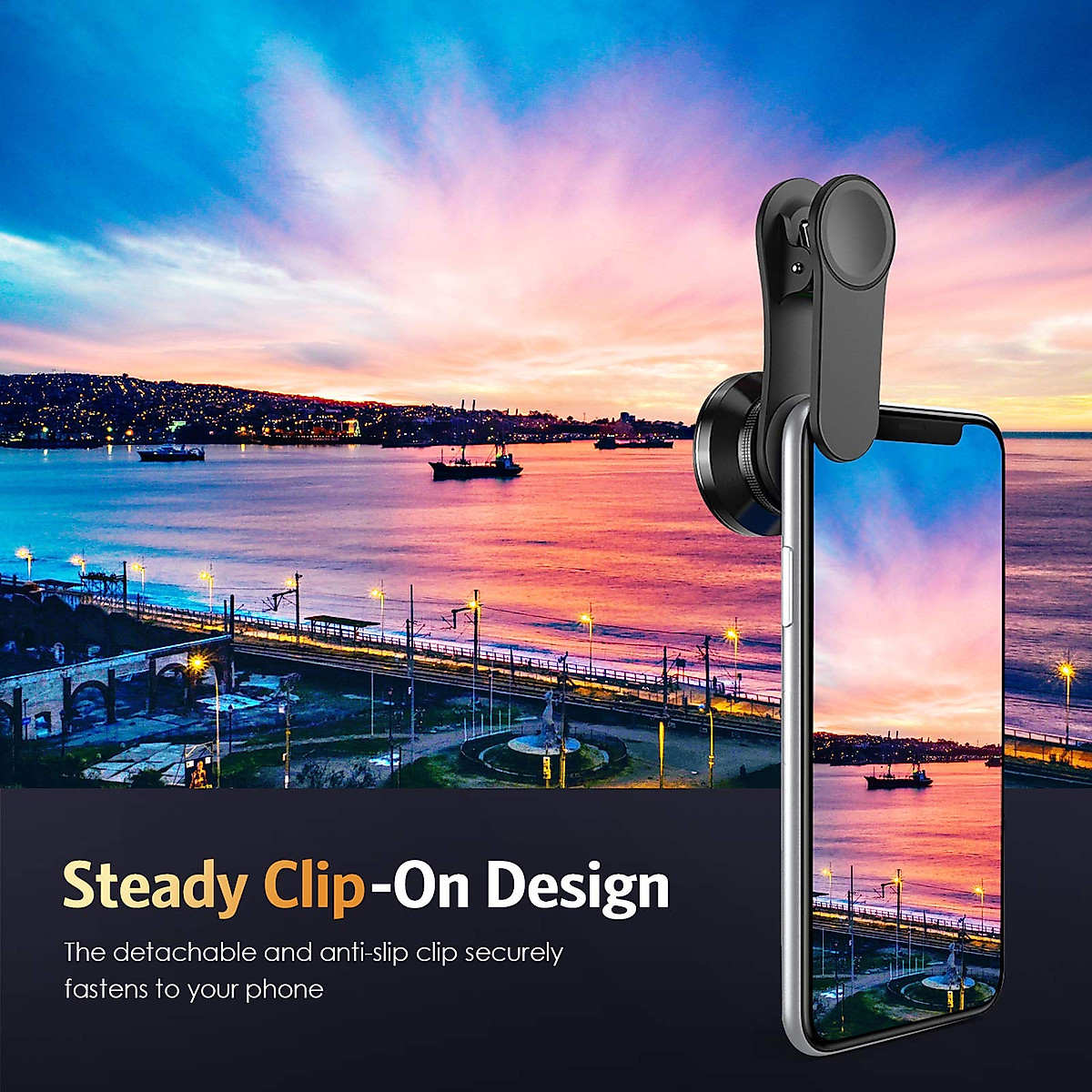 Criacr Phone Camera Lens, 0.4X Wide Angle Lens, 180 Fisheye and 10X Macro Lens (Screwed Together), Clip on Cell Phone Lens Compatible with iPhone, Smartphones, Gifts Ideal