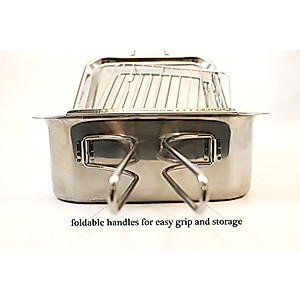 ExcelSteel Stainless Steel Stovetop Smoker, 14 1/2" X 10 1/2" X 4", Silver