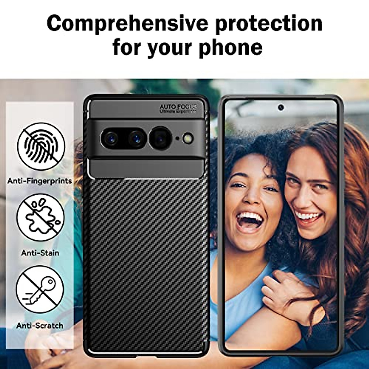 Aukvite for Google Pixel 7 Pro Case, Google Pixel 7 Pro Phone Case Soft TPU Case, Shockproof Anti-Fingerprint Phone Case for Pixel 7 Pro 2022 Anti Scratch Flexible Drop Protection Cover (Black)