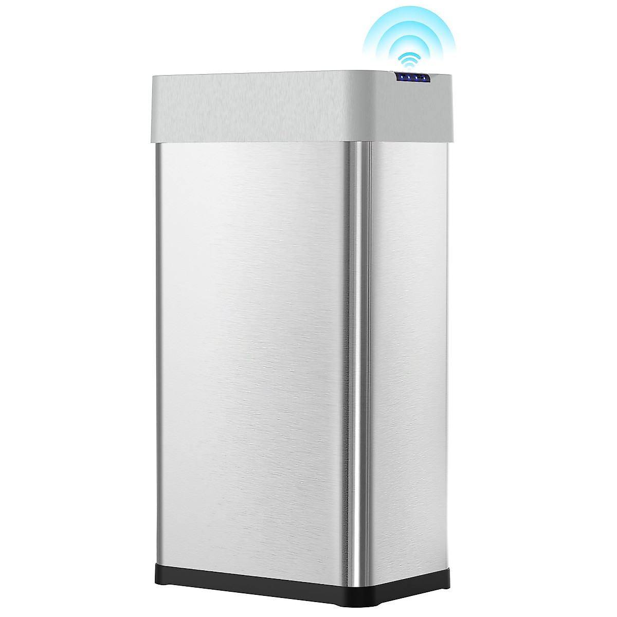 Arlopu 18.5 Gal Automatic Trash Can, 70L Stainless Steel Motion Sensor Garbage Bin, Touchless Brushed Wastebasket, W/Butterfly, Soft-Close Lid, for Living, Dinning Room, Kitchen (Silver)