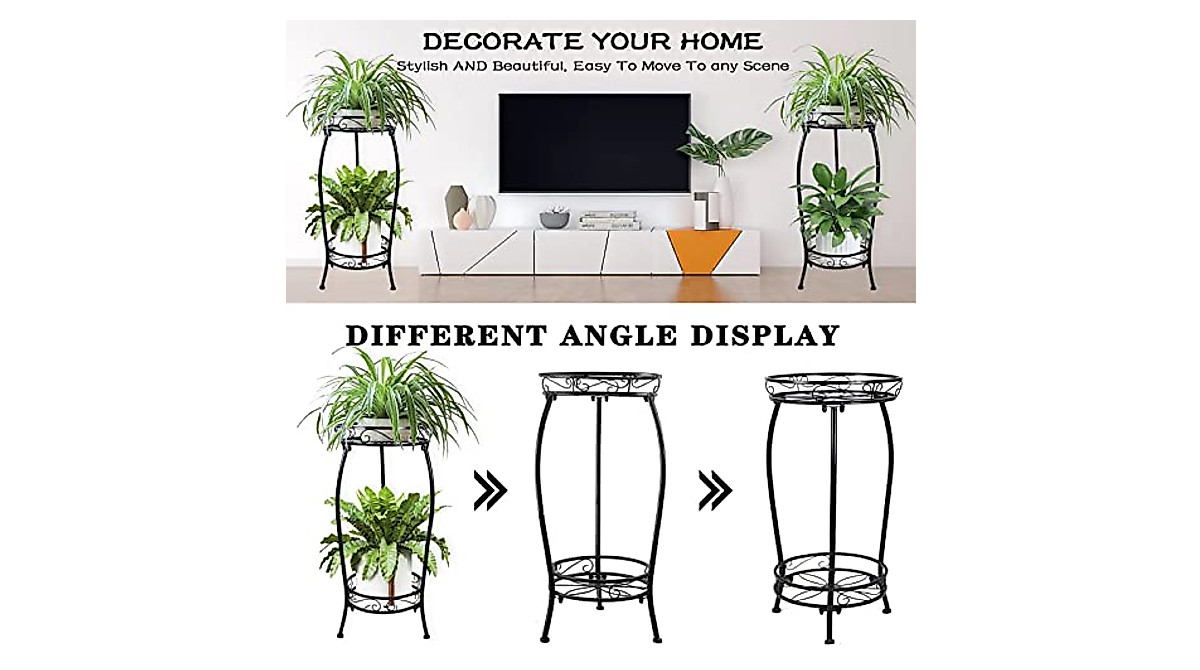 MOCORY 2-Tier Metal Plant Stand - Indoor & Outdoor Heavy Duty