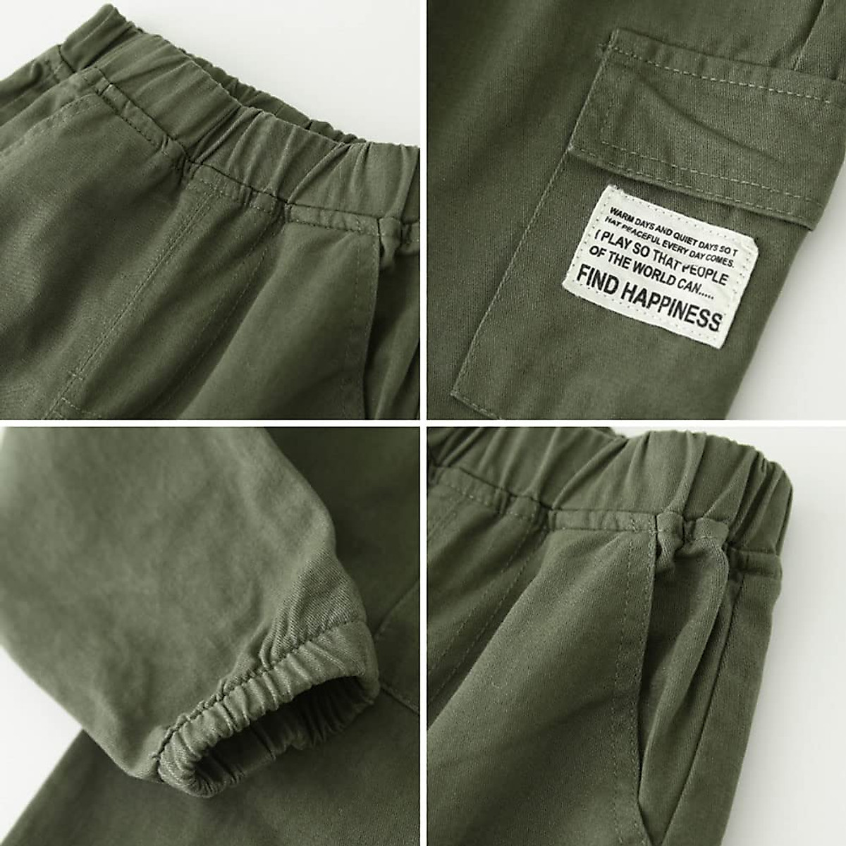 Feidoog Toddler Baby Boys 2 Pack Sweatpants Solid Cotton Elastic Waist Trousers Active Jogger Pants,Green+Coffee,3-4T