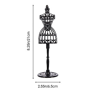 NUOBESTY 6Pcs Plastic Mannequin Display Support Holder Dress Forms Cloth Gown Model Stand Detachable Doll Clothes Mannequin for Doll Accessories, Black