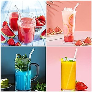 8Pcs Reusable Glass Straws, Clear Bent & Straight Drinking Straws for Smoothie Milkshake Cocktail Cold Drinks