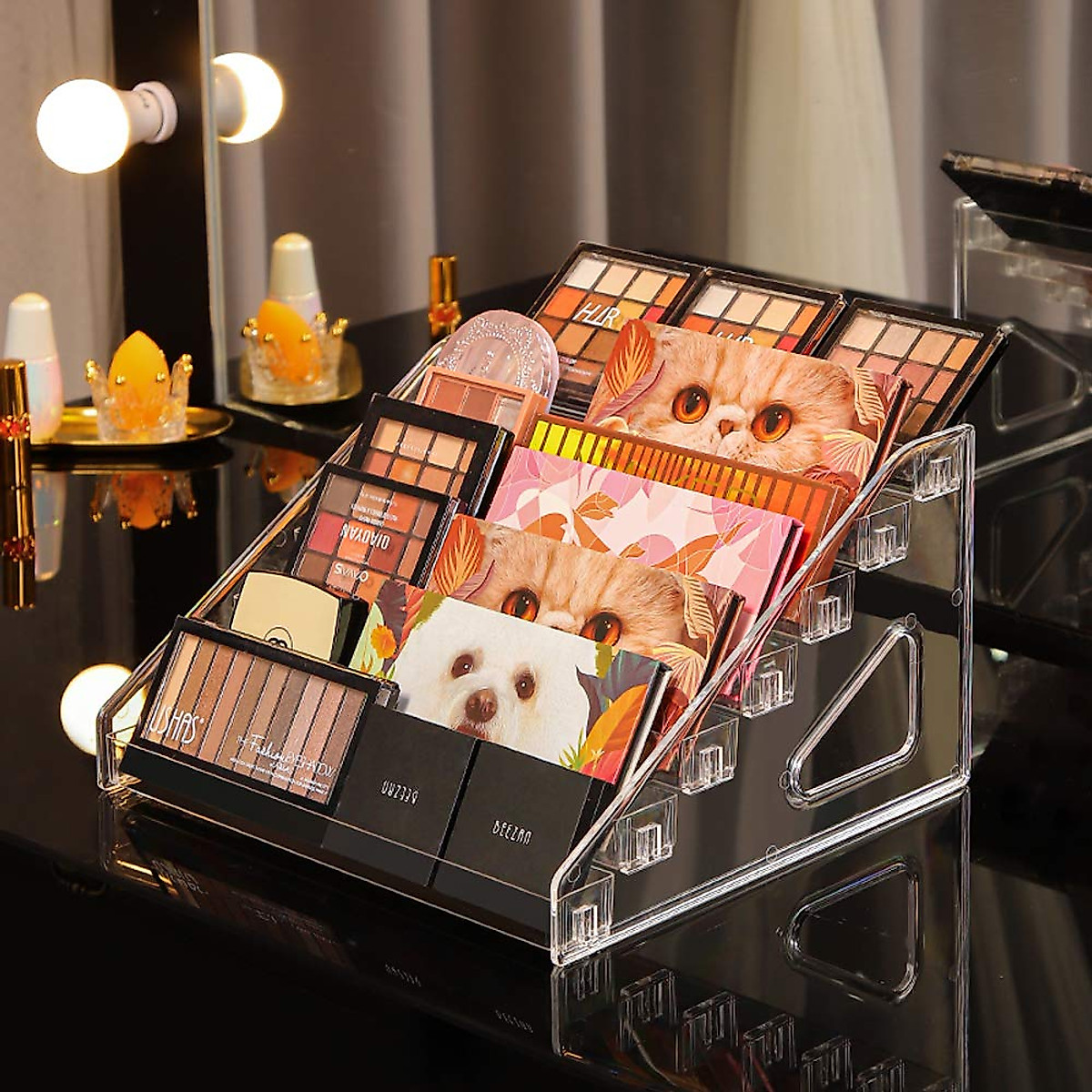 Makeup Organizer Nail polish Rack,Easy to Clean & Assemble,KTAB Acrylic Makeup Cosmetic Storage Display Case with Large Capacity 7-Layer No Need Screws,Nail Polish Organizer,Eyeshadow Palette Holder