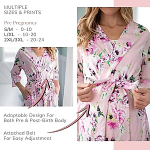 Baby Be Mine Maternity Robe & Swaddle Set – Mommy and Me Hospital Outfits, Labor Delivery Gown, Matching Newborn Hospital Set (Large)