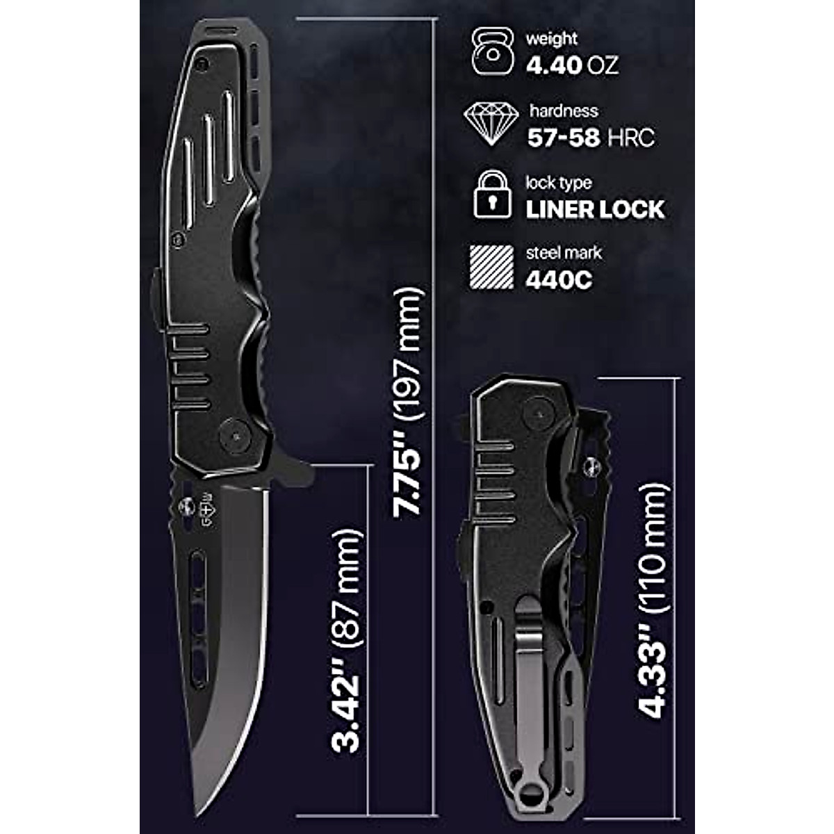 Spring Assisted Knife - Pocket Folding Knife - Military Style - Boy Scouts Knife - Tactical Knife - Good for Camping Hunting Survival Indoor and Outdoor Activities Mens Gift 6681