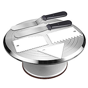 12.2” Rotating Cake Decorating Turntable for Cakes,Cake Turntable - 12'' Rotating Cake Decorating Stand with 2 Angled Icing Spatulas and 3 Comb Icing Smoother