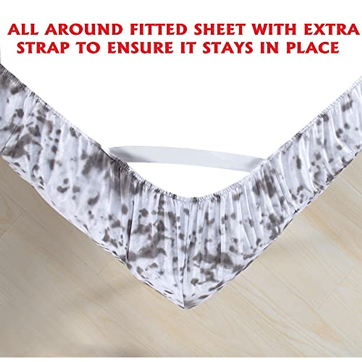 Elegant Comfort Luxury Soft Bed Sheets Tie Dye Pattern 1500 Thread Count Percale Egyptian Quality Microfiber Softness Wrinkle and Fade Resistant (6-Piece) Bedding Set, King, Tie Dye Gray