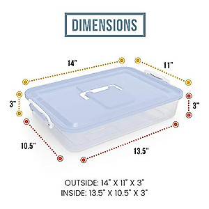 Chef Pomodoro Pizza Dough Proofing Box, 14 x 11-Inch, Pizza Dough Container, Fits 4-6 Dough Balls, Household Pizza Dough Tray With Convenient Carry Handle (Blue)