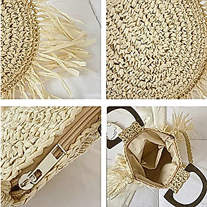 Straw Bag for Women Handmade Woven Crossbody Bags Cute Straw Shoulder Bag Beach Hobo Handbag Travel Vacation Bag