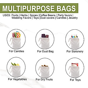 Reusable Eco friendly 10x12 Inches Cotton Thick Single Drawstring Muslin Bags "premium quality (Natural Color)-25 count pack