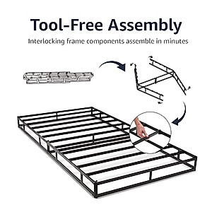 Amazon Basics Smart Box Spring Bed Base, 9-Inch Height Mattress Foundation, Tool-Free Easy Assembly, Cal King, 83"L x 71"W x 9"H, White