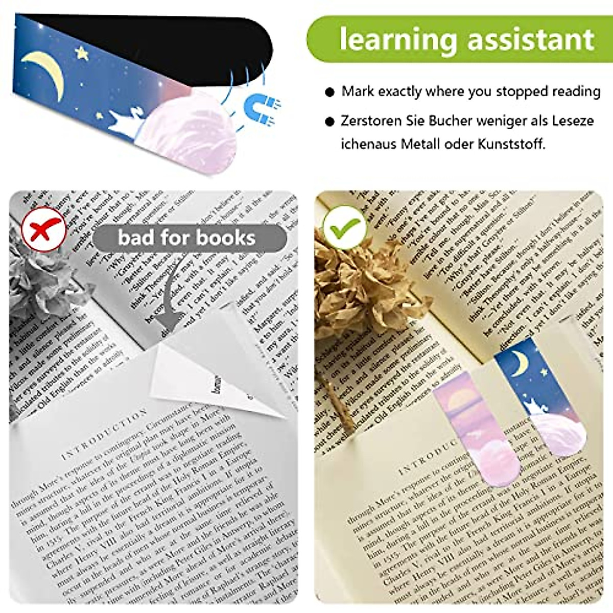 Bookmark, 8 Pcs Magnetic Bookmarks, Book Marker Clip for Students Teachers Reading, School Supplies, Office Supplies, Christmas Gifts