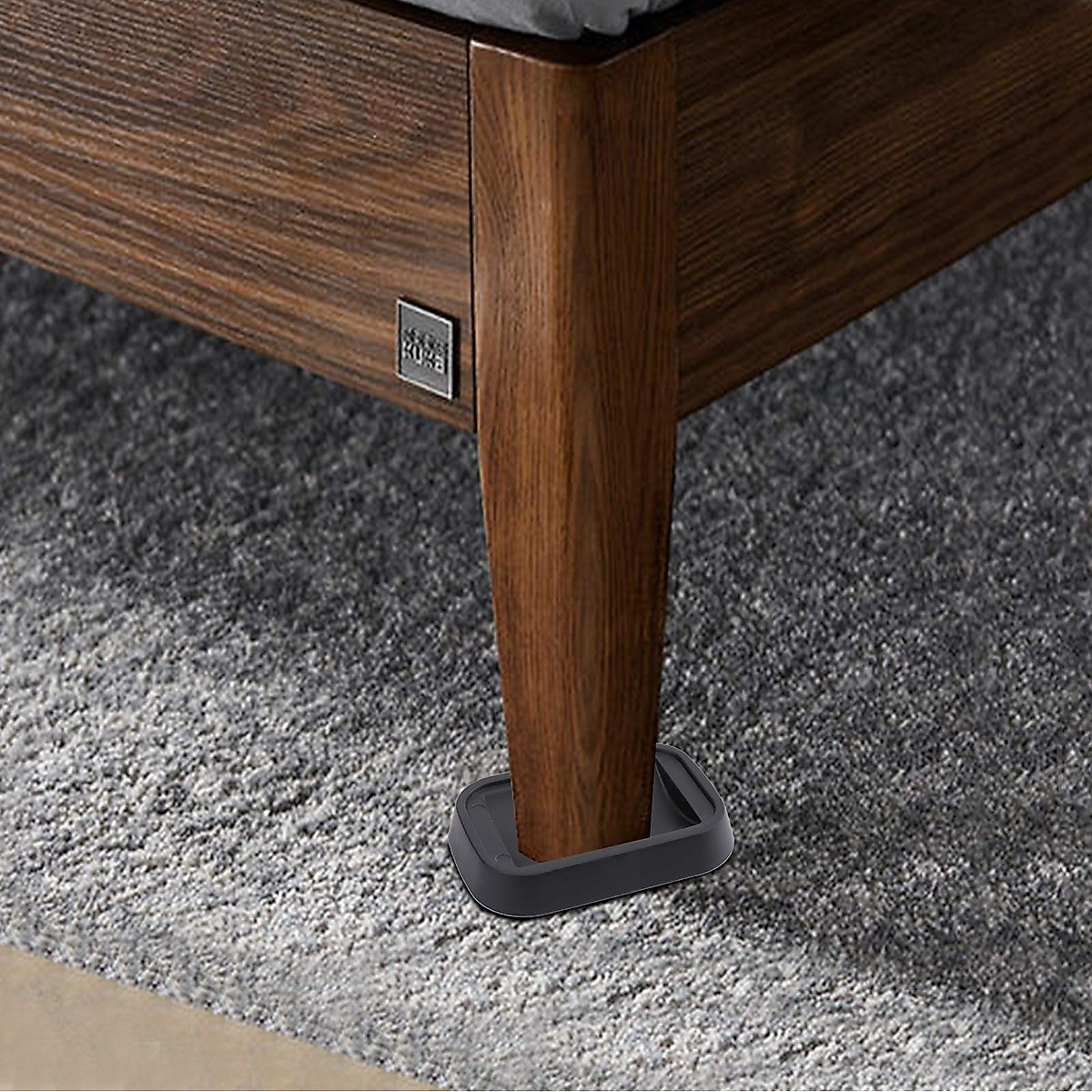 Yopay 8 Pack Bed Stopper Furniture Caster Cups, Rubber Furniture Wheel Stopper Fits to Most Wheels of Sofas, Beds, Chairs, Carpet or Durable Hard Floors, Black, Rectangular, 3'' X 2''