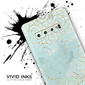 DesignSkinz Karamfila Watercolor & Gold V7 Protective Vinyl Decal Wrap Skin Cover Compatible with The Samsung Galaxy S20 (Screen Trim & Back Glass Skin)