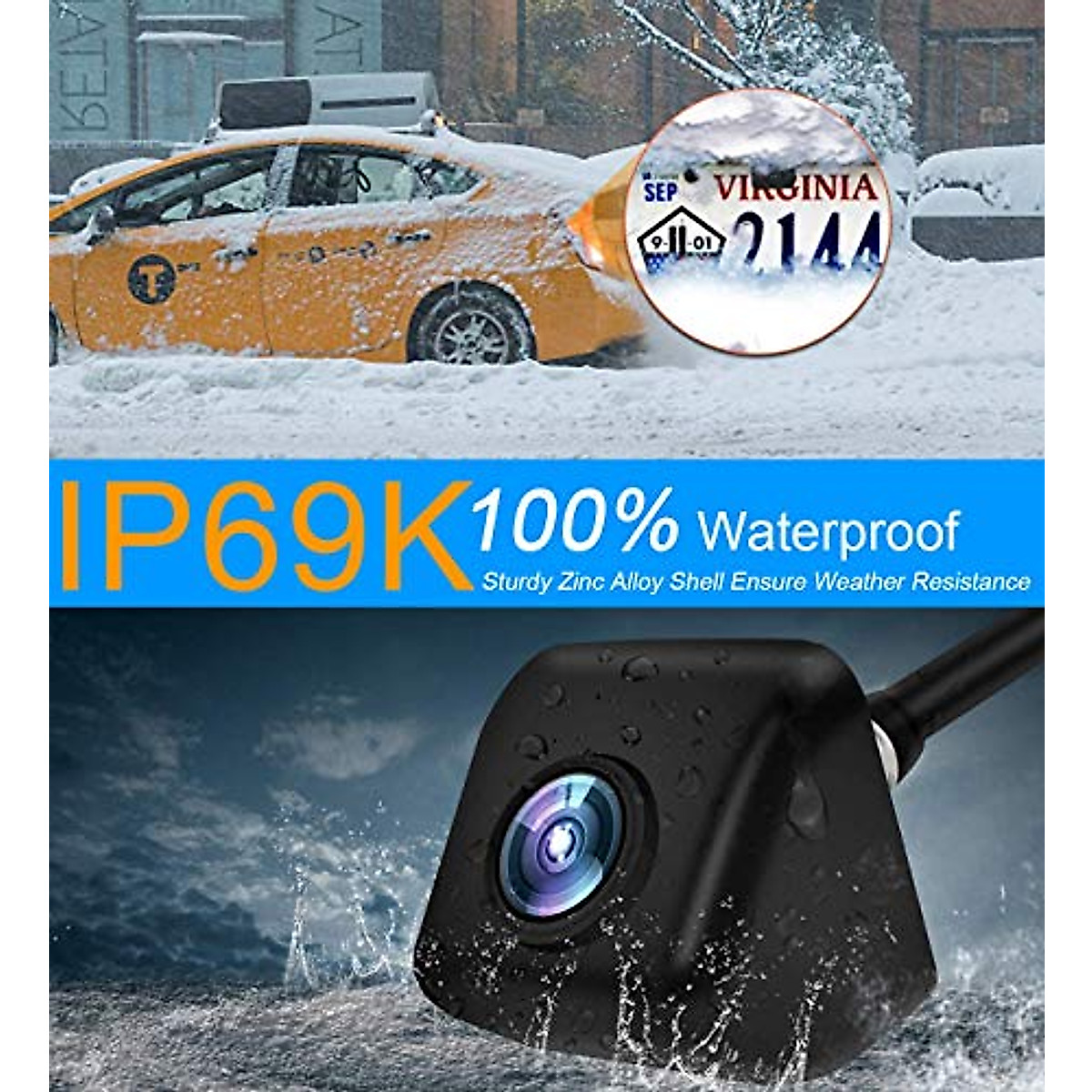 HD 1280x720p Golden Camera for Honda Odyssey Accord Crosstour CR-V CRV Fit Jazz HRV CRZ CRX,3nd Generation Golden Camera Rear View Reversing Backup Camera Night Vision Waterproof License Plate