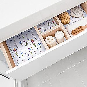 24 Sheets Scented Drawer Liners Drawer Liners for Dresser Non Adhesive Paper Sheets Fragrant Drawer Paper Liner for Shelf Closet Dresser Drawers Home Bedroom (Bright Flowers)