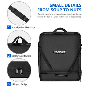 Neewer Photography Carrying Bag, Protective Case for 18" Ring Light and 21" Foldable Tripod Light Stand, 21"×21"/52×52cm, Durable Lightweight Nylon, Black