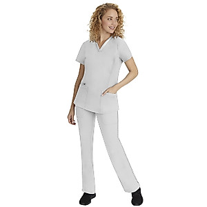 Healing Hands Scrub Top for Women with 3 Pockets and Easy Care, 2-Way Stretch Fabric 2278, M, White
