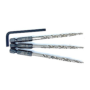 FTG Maximum Torque 6 Piece Same Size #10 (3/16") Pro Pack Countersink Drill Bit Set with 1 Depth Stop Collar 3/8" and 1 Hex Wrench plus 3 Piece Replacement Countersink Drill Bit Only with 1 Hex Wrench