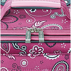 Rockland Fashion Softside Upright Luggage Set, Expandable, Wheel, Telescopic Handle, Pink Bandana, 2-Piece (14/19)