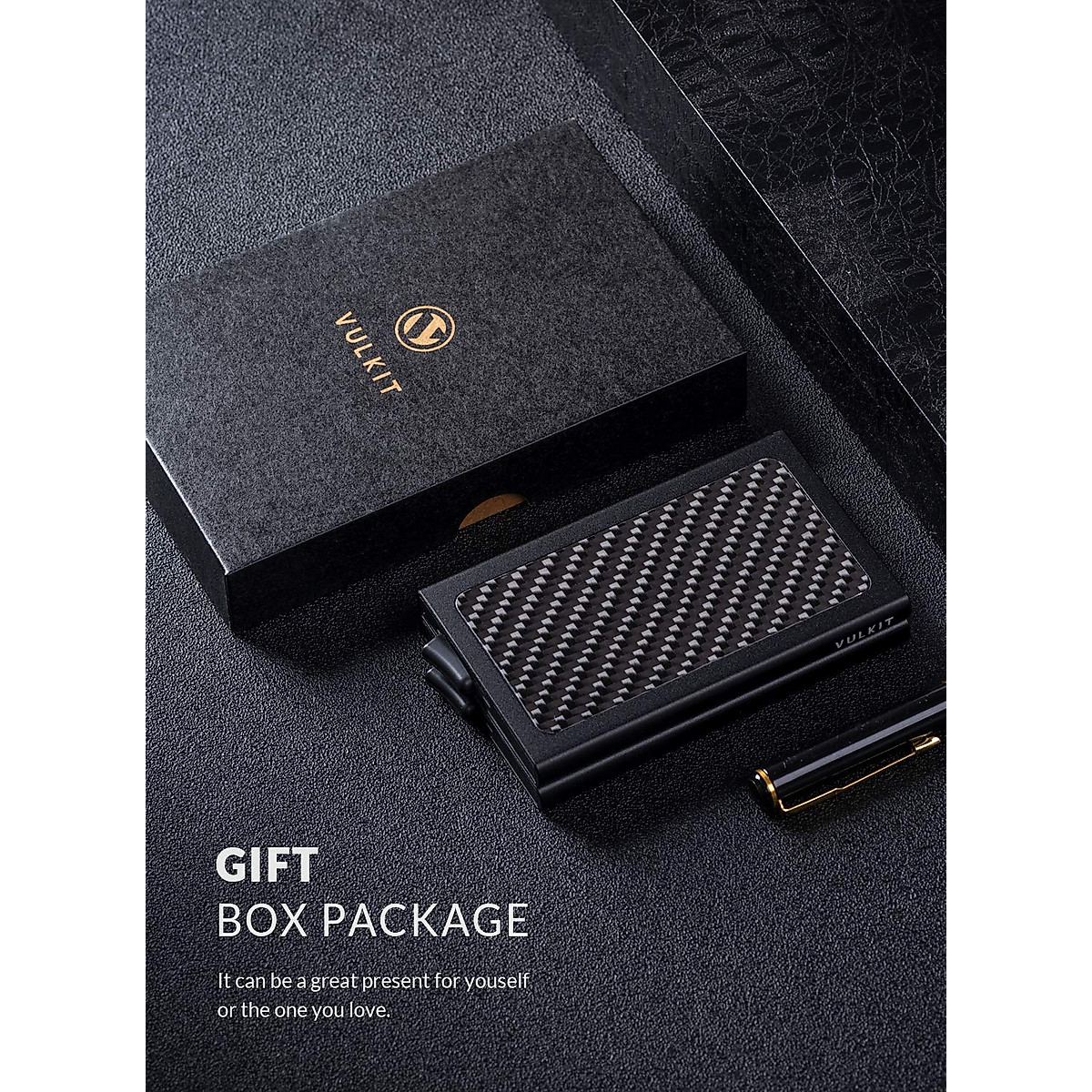 VULKIT Pop Up Wallet, Slim Minimalist Credit Card Holder RFID Blocking Metal Card Case for Men or Women