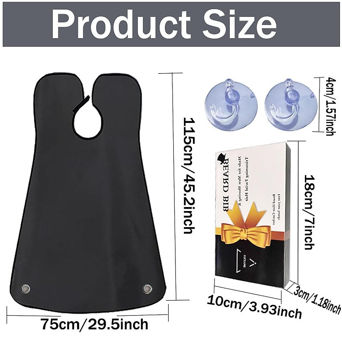 Beard Bib Apron for Men, Beard Trimmer Catcher for Men’s Shaving & Trimming, Grooming Accessories Christmas Gifts for Husband Her Boyfriend with & A Box 4 Suction Cups