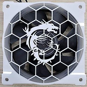 120mm Computer Case Fan Cover with Unique Hexagon MSI Dragon Design - Great for RGB aRGB LED Lighting - White