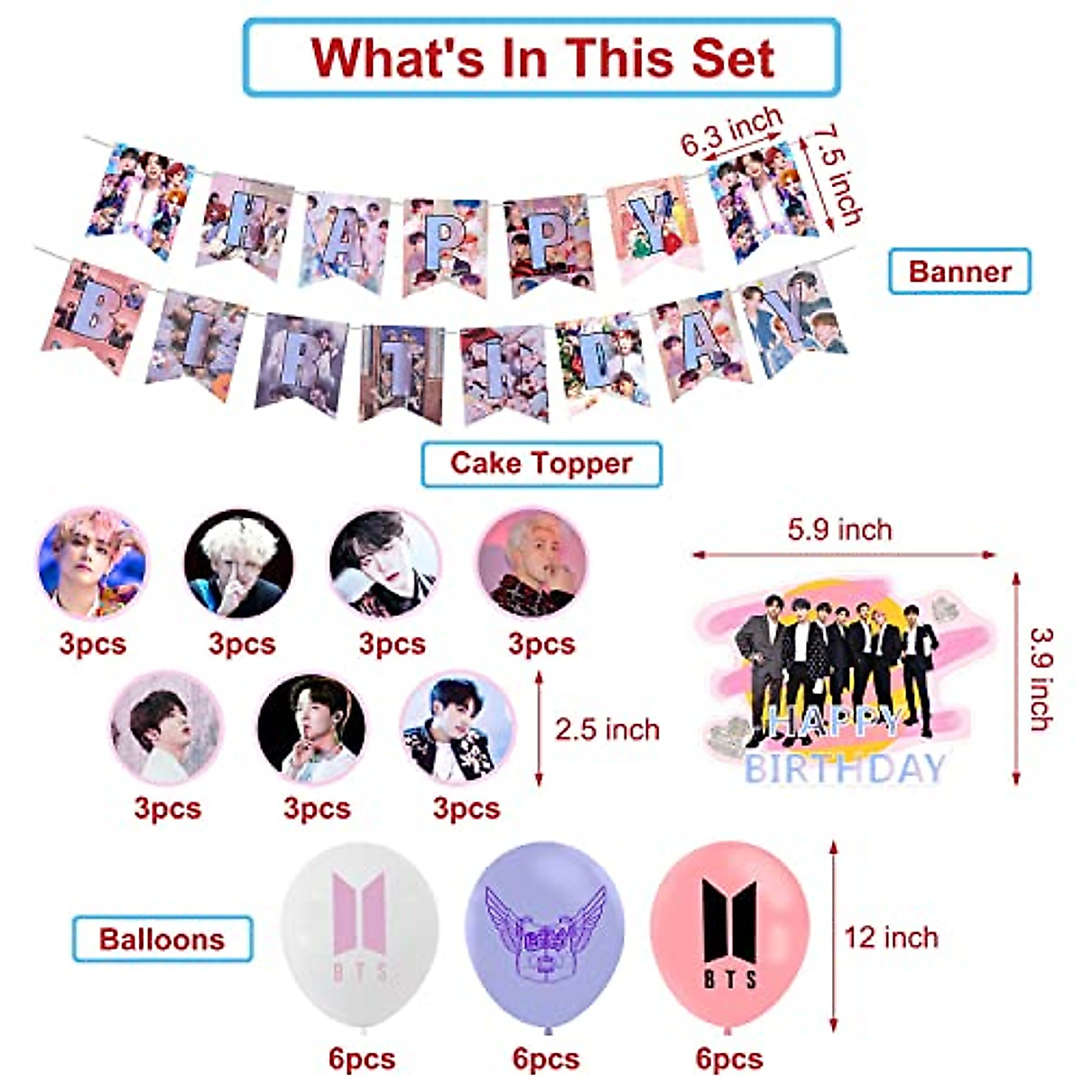 OULUN Birthday Party Supplies For BTS , Bts Theme Party Decoration