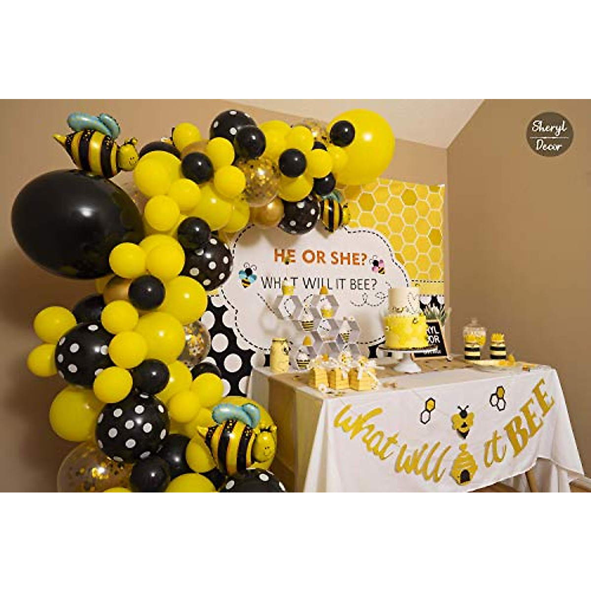 Bee Balloon Arch & Garland Kit - Mixed Yellow and Black Balloons for Bumble Bee Party - What Will It Bee Gender Reveal, Honey Bee Baby Shower, Happy Bee Day, Bee Birthday Party Decorations & Supplies