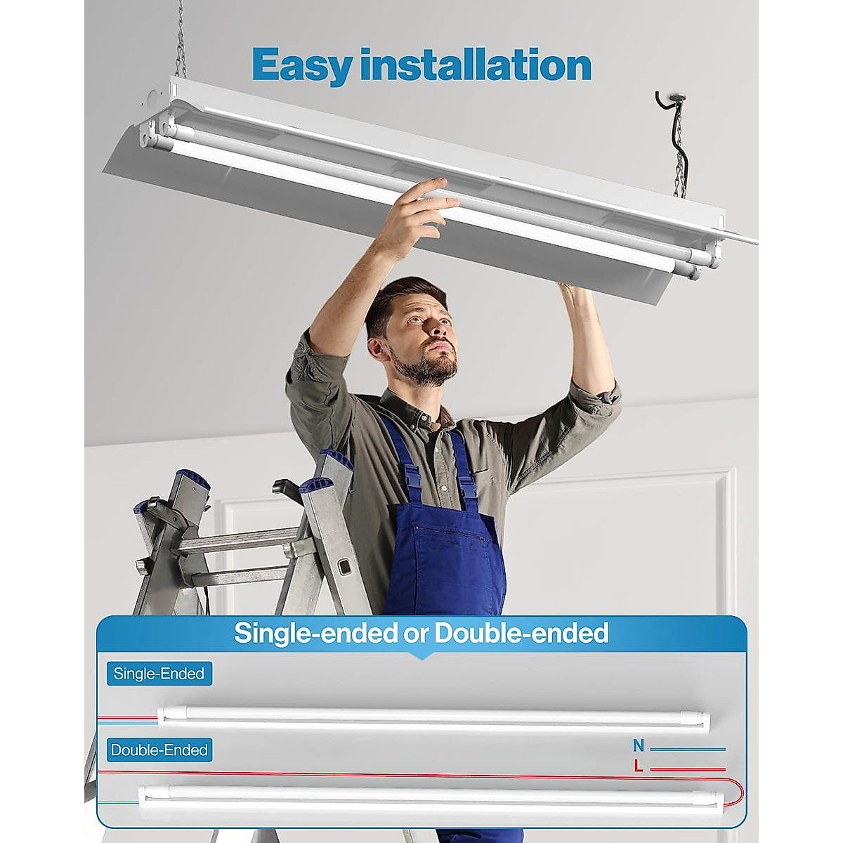 Sunco 50 Pack T8 LED Tubes 4FT Replacement for Fluorescent Bypass Ballast or Plug and Play 20W 2400 LM 5000K Daylight Ballast Compatible Single Ended or Double Ended Hybrid Type A+B Frosted Lens ETL