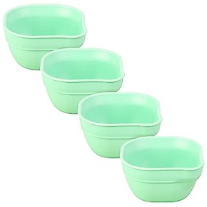 Re-Play Made in USA 8 Oz. Dip 'n' Pour Toddler Bowls, Set of 4 - Dishwasher and Microwave Safe Snack Bowls with Deep Sides and a Wide Flat Bottom - 3.5" x 3.5" x 2", Mint