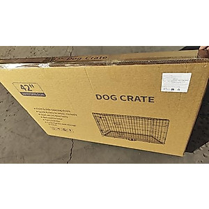SIGNZWORLD Large Dog Crate, 42-Inch, Black, Foldable, Portable, Secure, Removable Tray, Handle, Suitable for Intermediate Dog Breeds