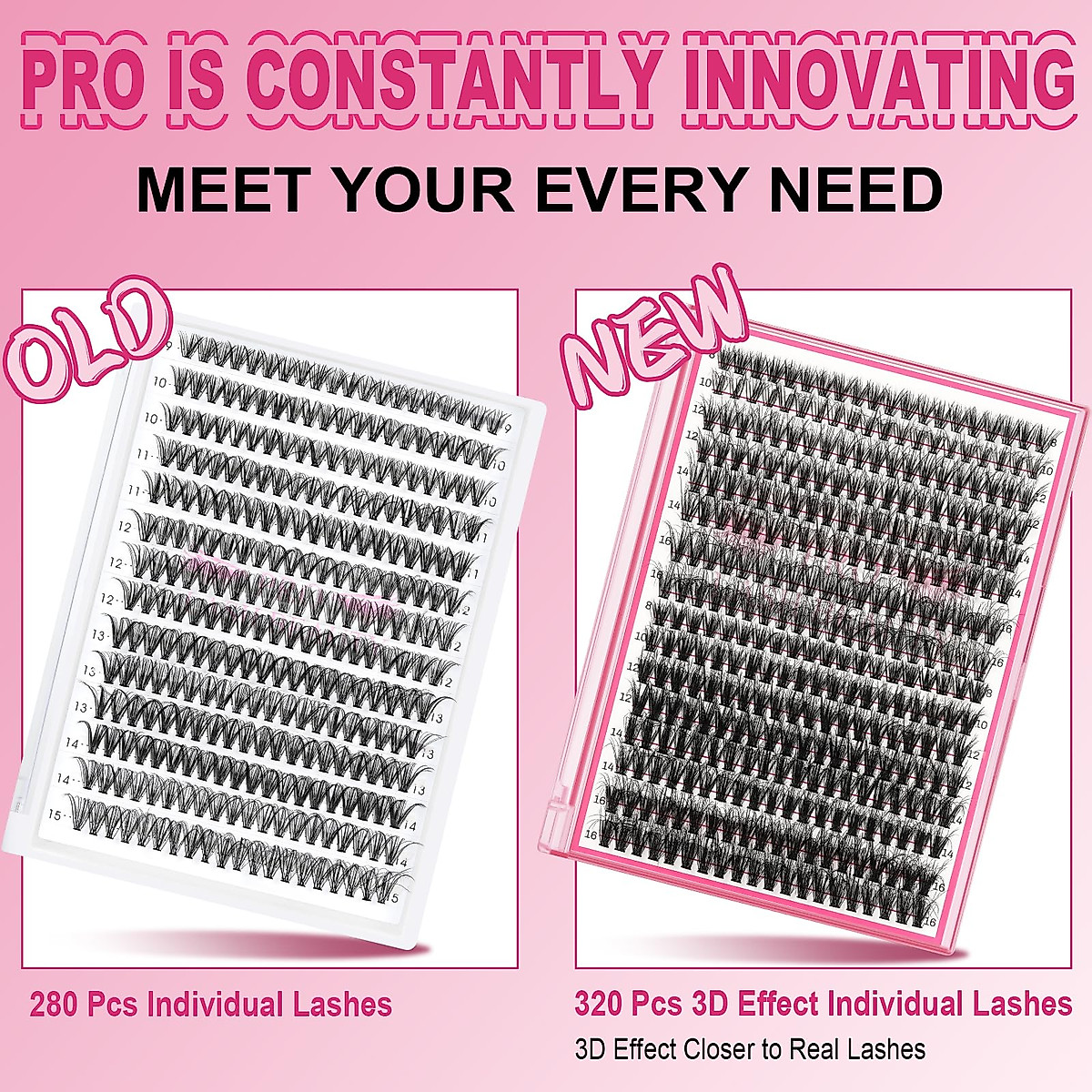 Lash CIusters 320Pcs Individual Lashes 3D Fluffy Cluster Lashes Natural Look Eyelash Clusters Faux Mink Wispy Lashes 30D+40D-D Mixed DIY Lash Extension (3D Fluffy-30D+40D-D,8-16mix)