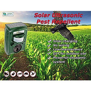 GARDEN SECRETS (2023 Version) Compact Solar Ultrasonic Animal Repellent. Skunk Raccoon Deer Coyote Cat Rat Mice etc Deterrent. Keep Pests Away from Your Property Within 2-4 Weeks. (Green, 3 Pack)