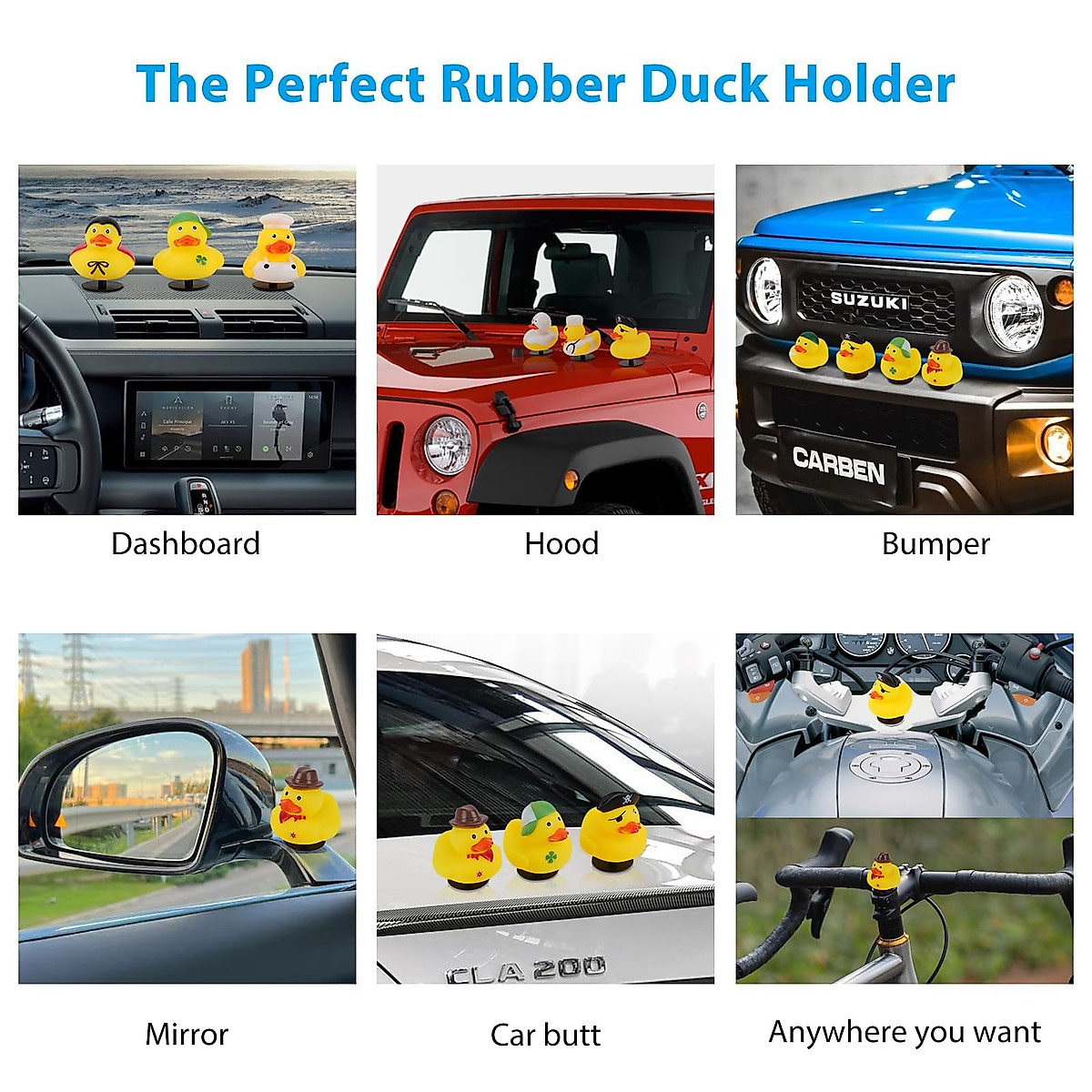 15pcs Duck Plug-Rubber Duck Mount-Plastic Duck Plug Holder for Jeep Dash Rubber Duck Holder for Dispaly Jeep Ducking Gifts(Excluding Rubber Duck) Self Adhesive