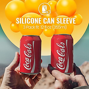 Skywin Silicone Can Sleeve (3 Pack) - Can Cover can Hides Can by Disguising it as a Can of Soda (Red)