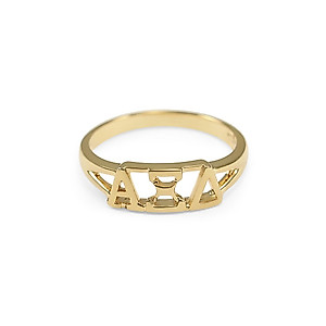 The Collegiate Standard Alpha Xi Delta 14k Gold Plated Sorority Ring with Greek letters