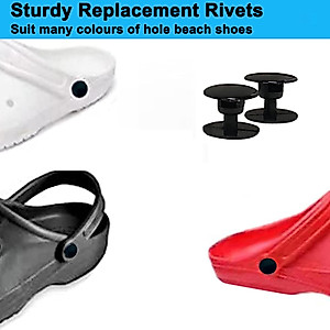 8 Sets Replacement Rivets for Beach Shoe Replacement Button Replacement Parts Compatible for Clog Beach Shoe Strap Repair (Black)
