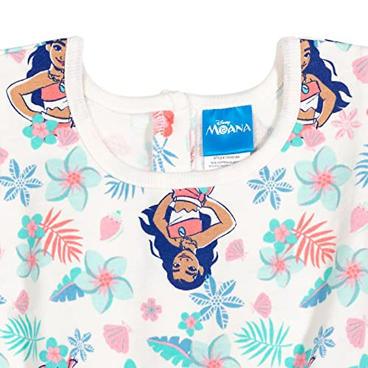 Disney Princess Moana Little Girls French Terry Sleeveless Romper White 6-6X