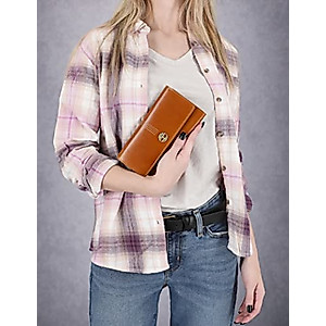 Timberland Women's Leather RFID Flap Wallet Clutch Organizer, Cognac (Buff Apache), One Size