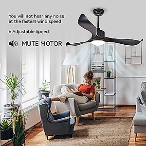 MOBECK 52'' Black Modern Ceiling Fans with Lights and Remote, Indoor Outdoor DC Motor Ceiling Fans with Lights LED for Living Room, Kitchen, Patio, Farmhouse, Bedroom, Gazebo