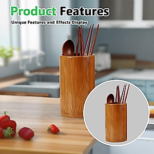 Wooden Utensil Holder, 6.1x 3.5 Inch Wood Kitchen Utensil Holder Kitchen Utensil Organizer, Wood Kitchen Tool Holder for Spoons, Cooking Tools, Chopstick Holder for Farmhouse Kitchen Counter Decor